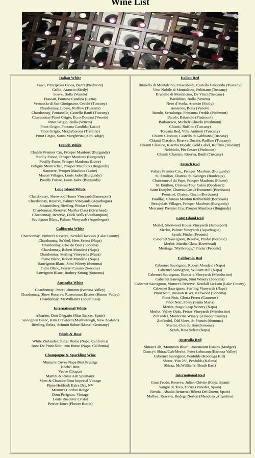 Casa Basso menu in Westhampton, New York, USA