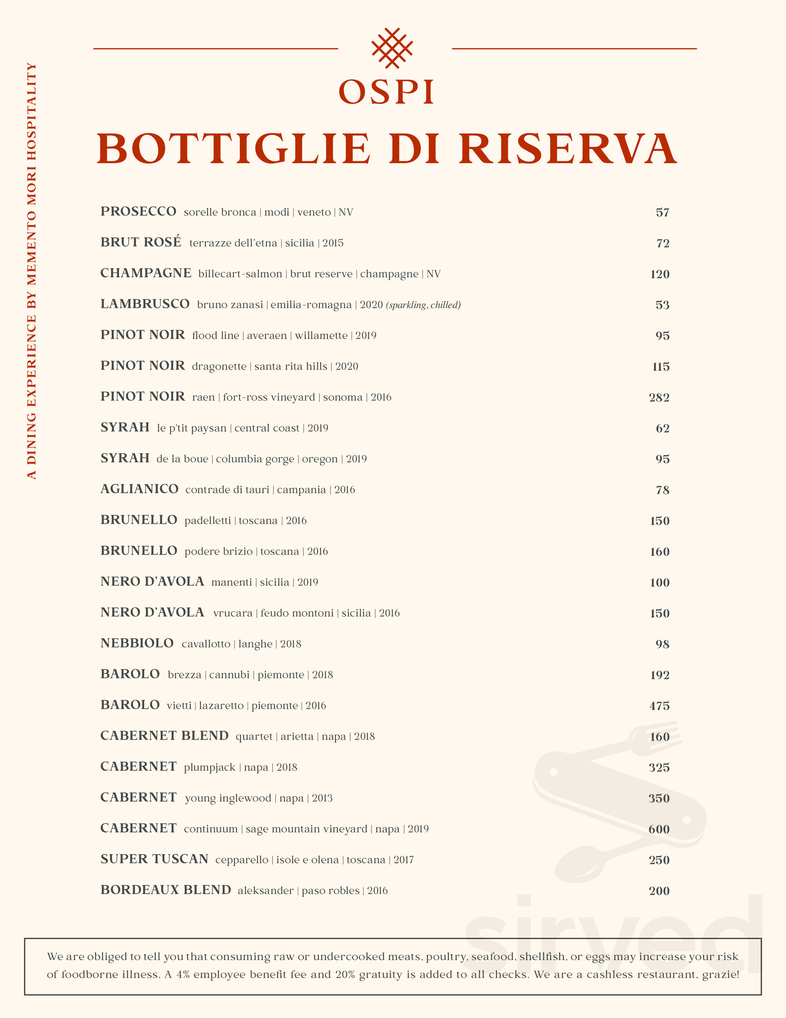 Ospi Venice menu in Venice, California, USA
