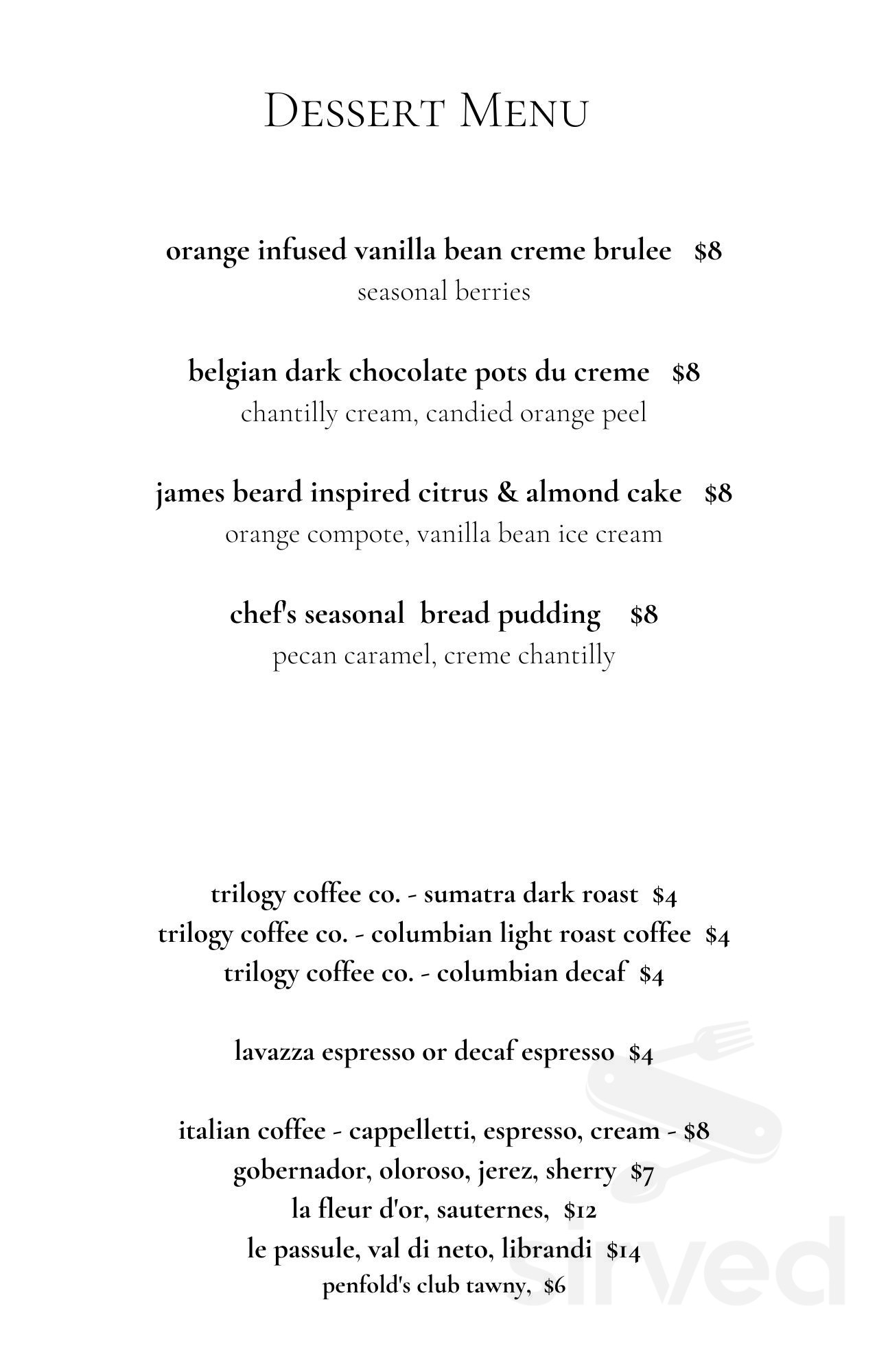 Cress Restaurant menu in DeLand, Florida, USA