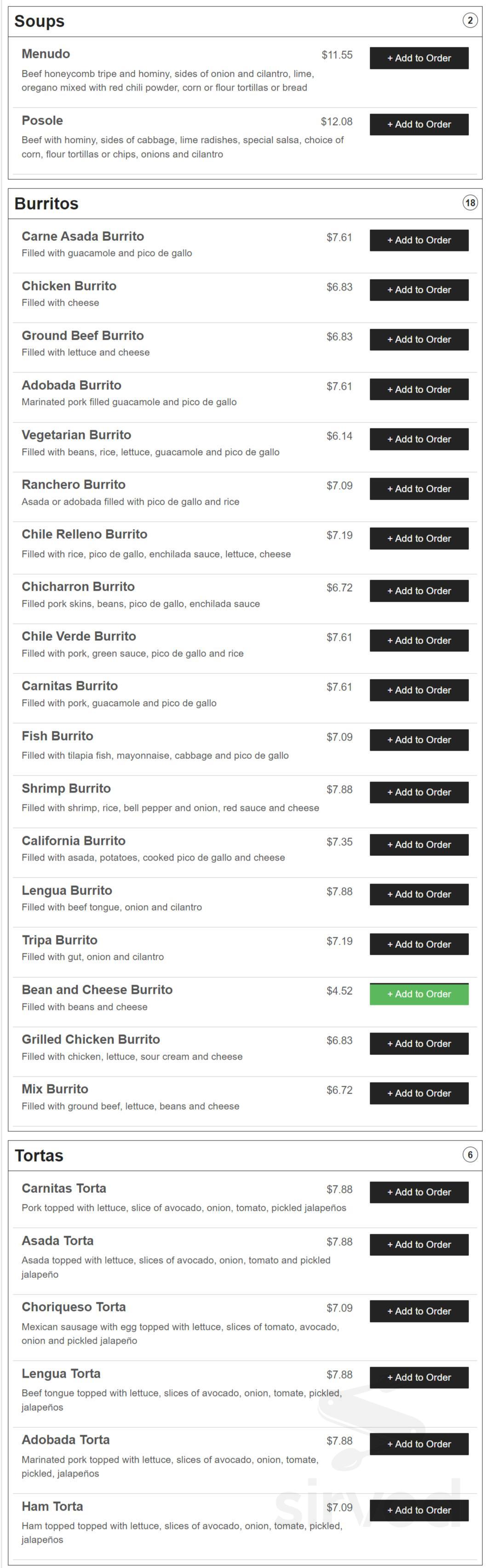 Los Chanquis Mexican & Seafood menu in Raton, New Mexico, USA