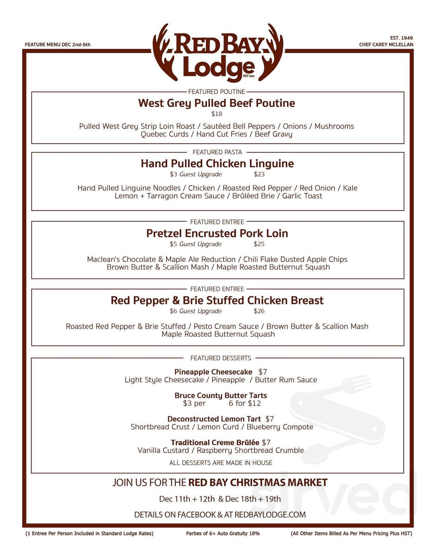 Menu - Mar ON's Eat At Red Bay Lodge | Sirved