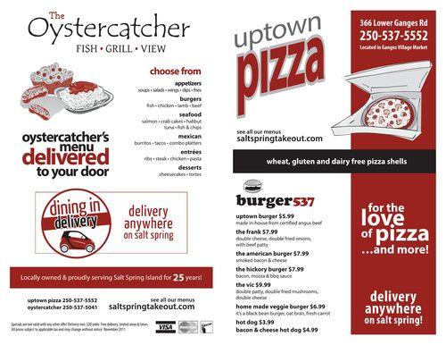 Uptown Pizza menu in Salt Spring Island, British Columbia, Canada