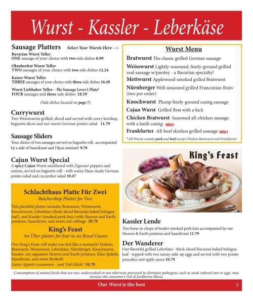 Hollerbach's German Restaurant menu in Sanford, Florida, USA