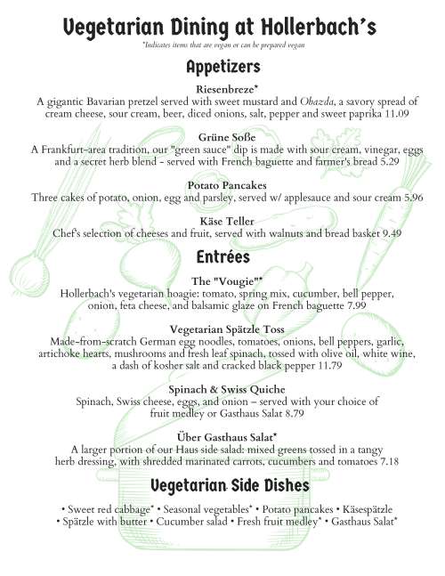 Hollerbach's German Restaurant menu in Sanford, Florida, USA
