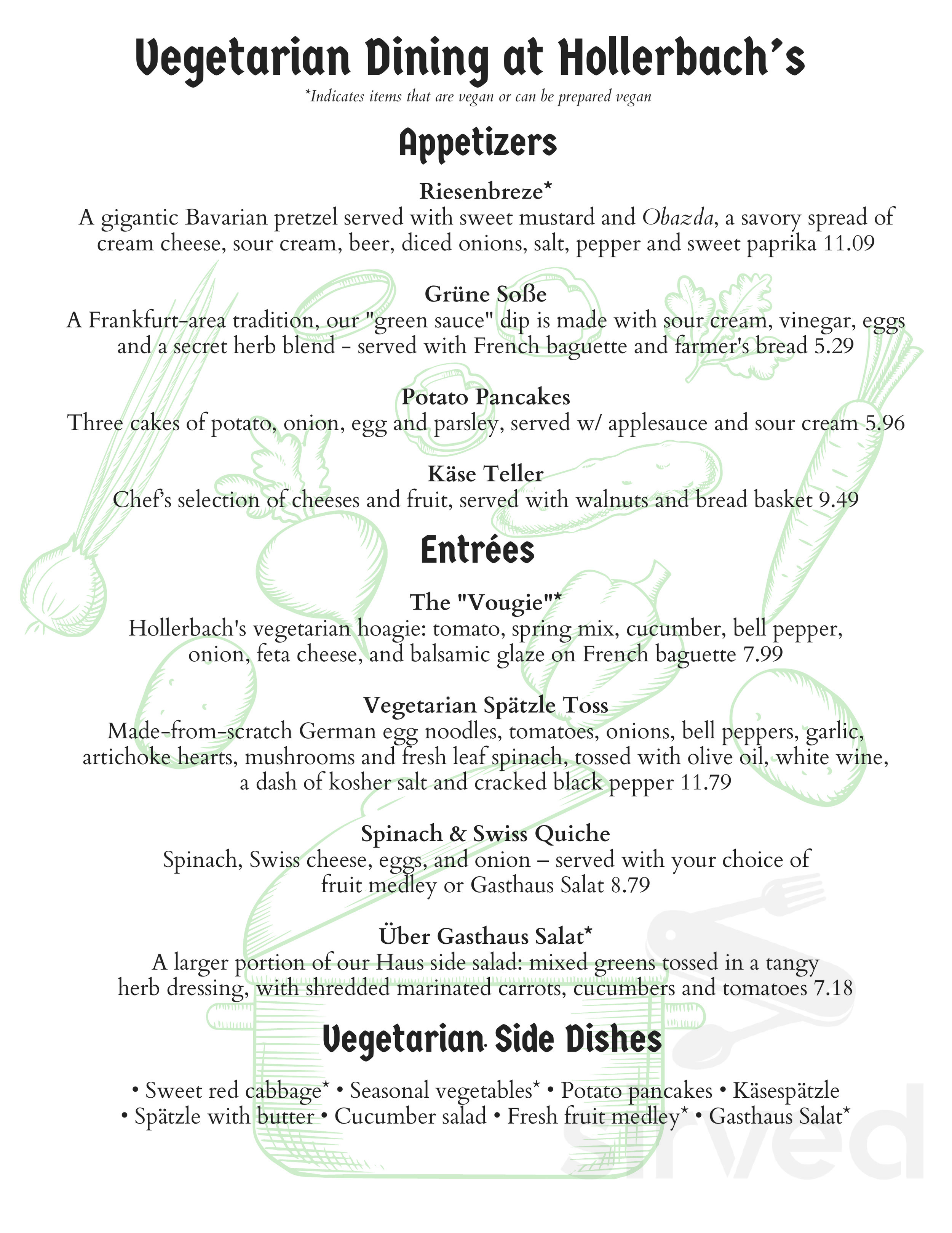 Hollerbach's German Restaurant menu in Sanford, Florida, USA