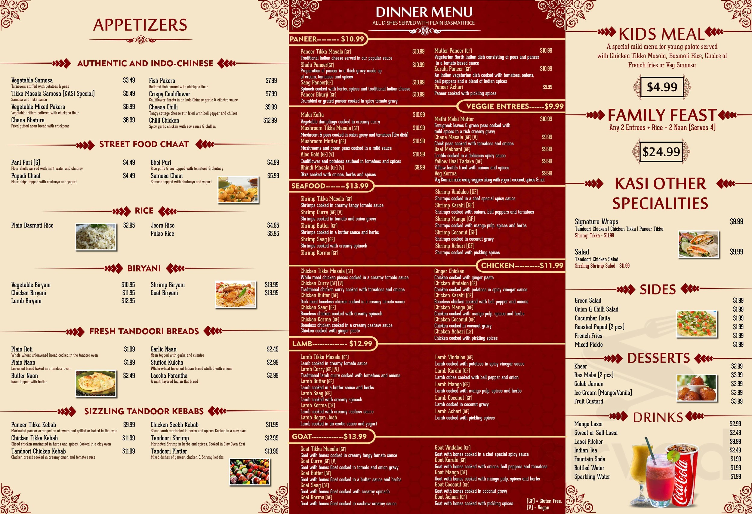 Tikka Lounge menu in Poway, California, USA