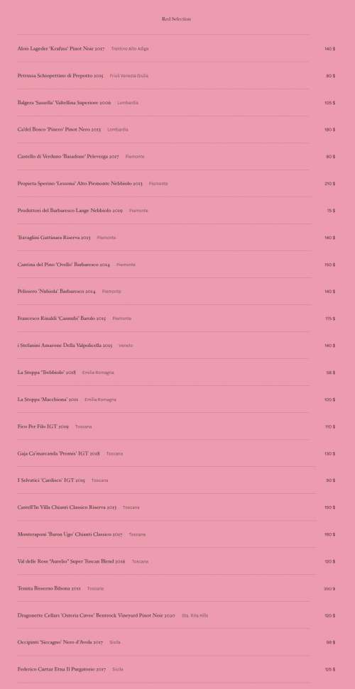 Gucci Osteria da Massimo Bottura menu in Beverly Hills, California, USA