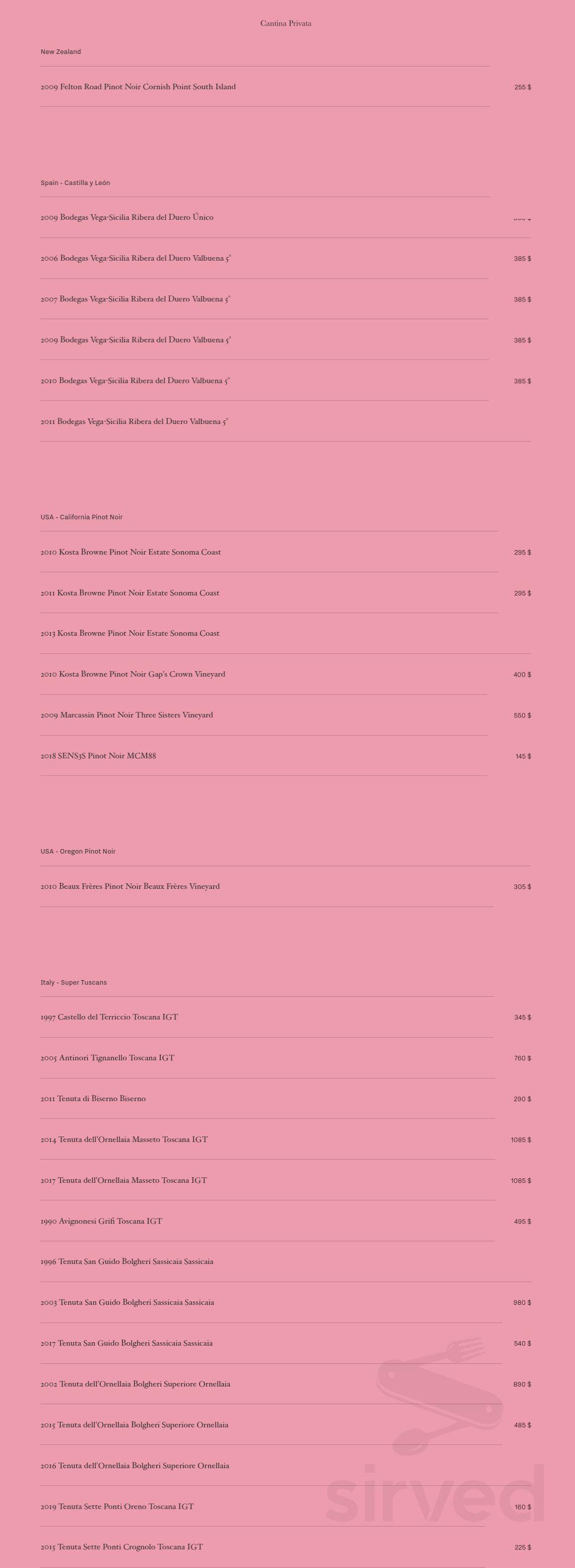 Gucci Osteria da Massimo Bottura menu in Beverly Hills, California, USA