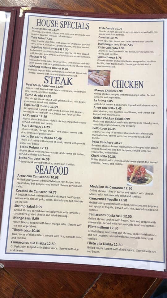 Yopos mexican restaurant menu in Osborne, Kansas, USA