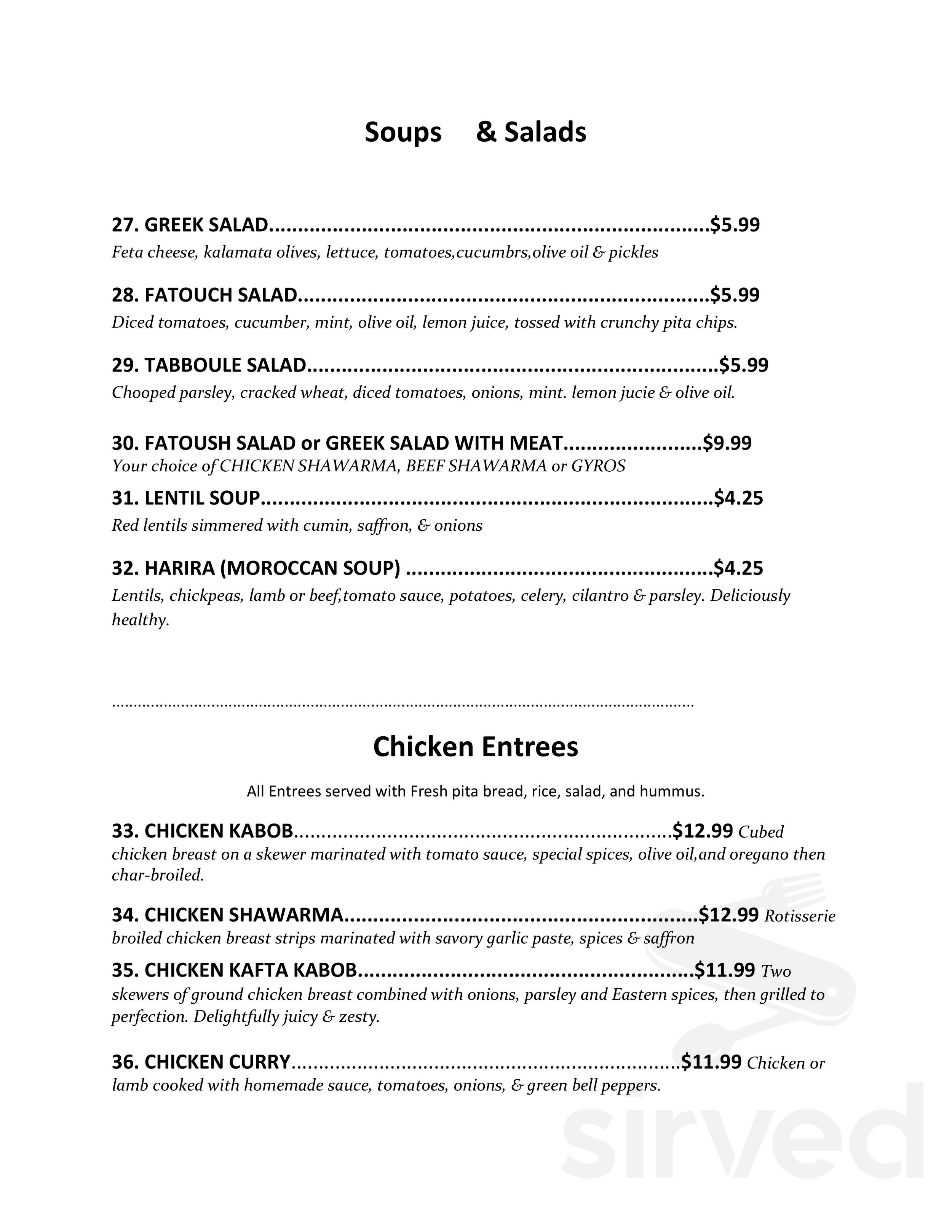 Amir Grill menu in Golden, Colorado, USA