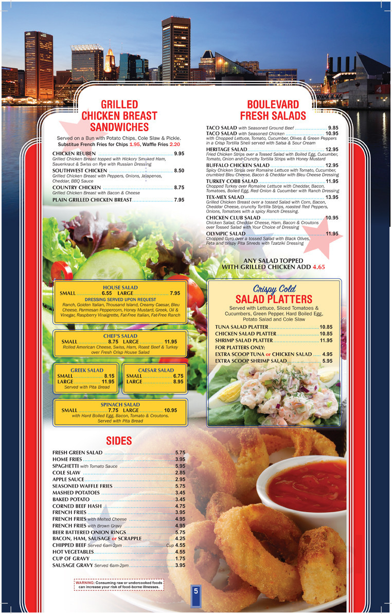 Boulevard Diner menu in Dundalk, Maryland, USA