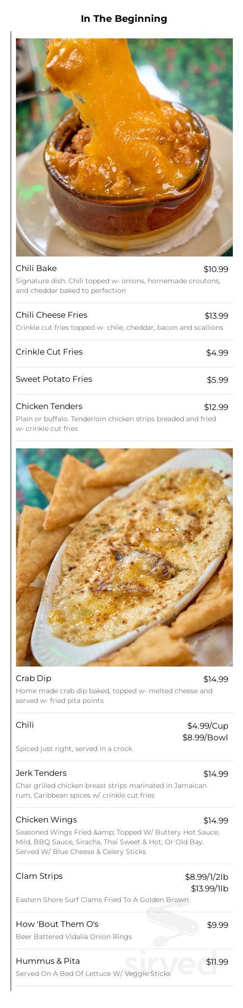 Duda's Tavern menu in Baltimore, Maryland, USA