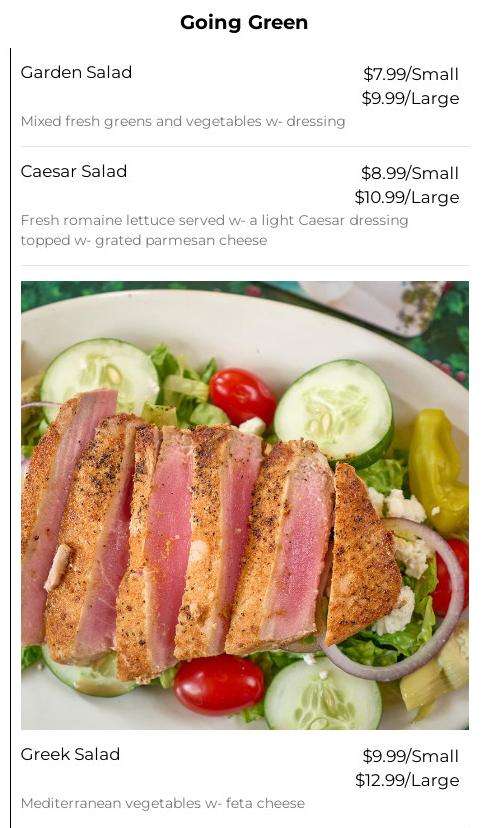 Duda's Tavern menu in Baltimore, Maryland, USA