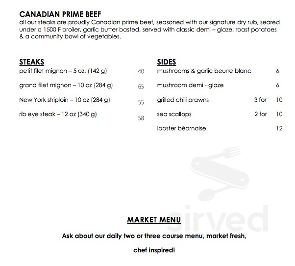 Menu - Canmore AB's Rustica Steakhouse | Sirved