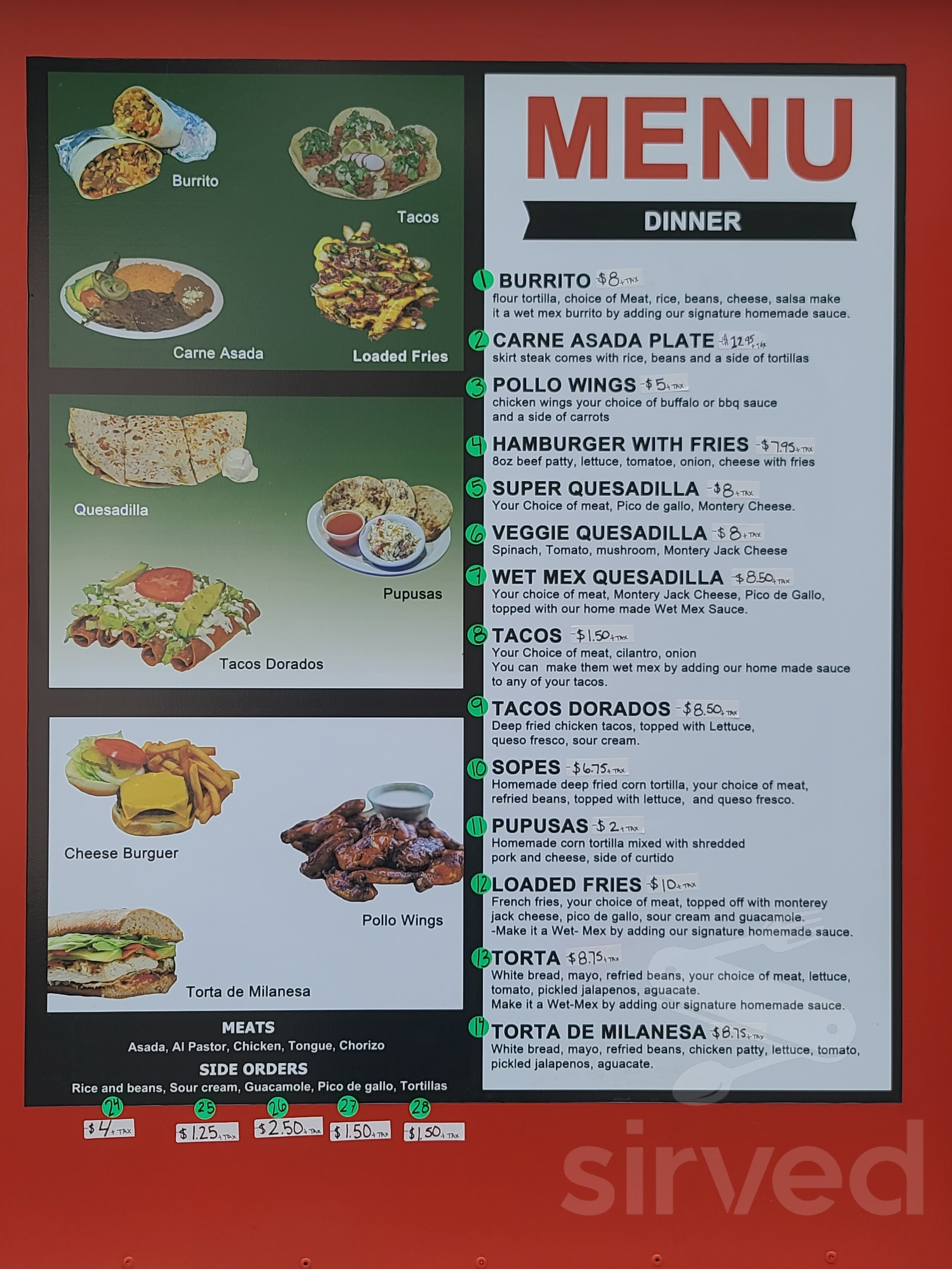 Wet-Mex Food Truck menus in Shoreline, Washington, United States