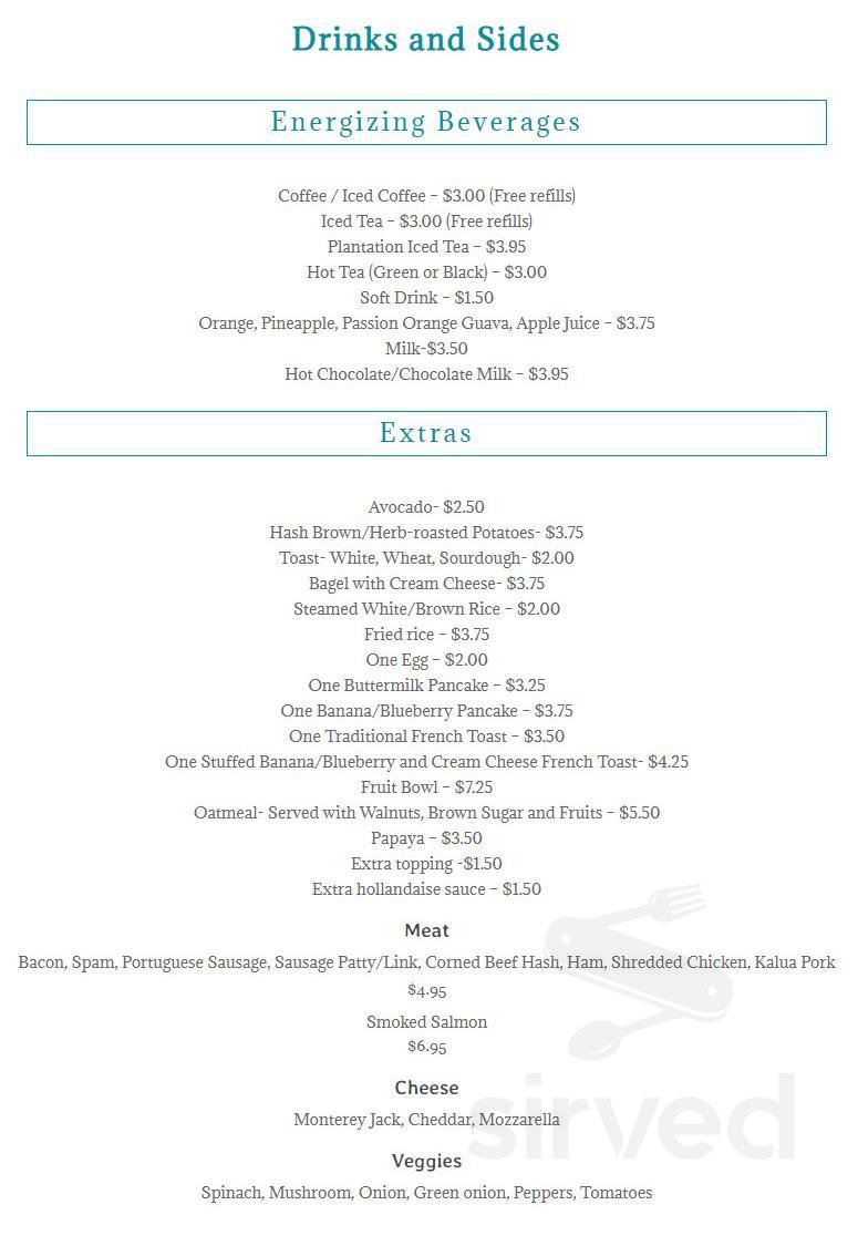 Sweet E's Café menu in Honolulu, Hawaii, USA