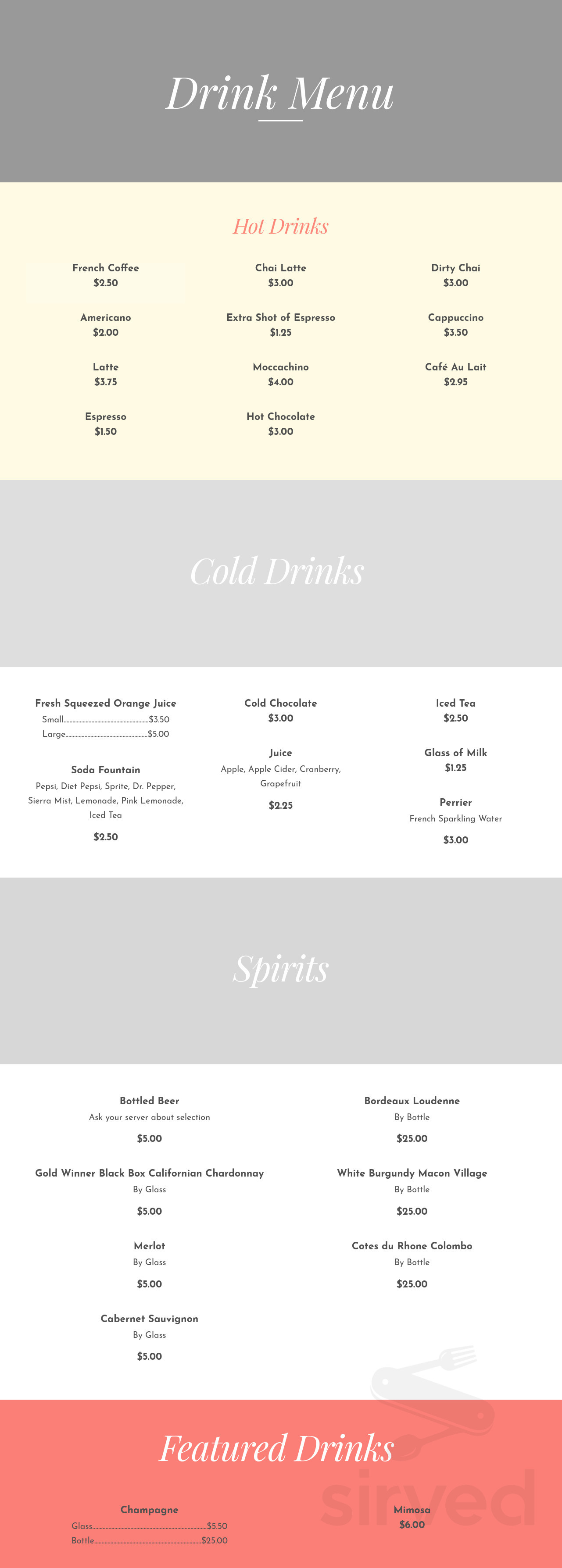 Menu for La Creperie & French Bakery in Fort Collins, CO | Sirved