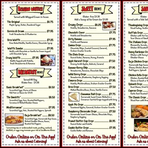 Crazy Crepe Cafe menu in Smithtown, New York, USA