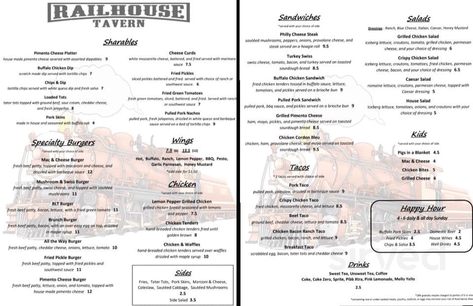 RailHouse Tavern menus in Cordele, Georgia, United States