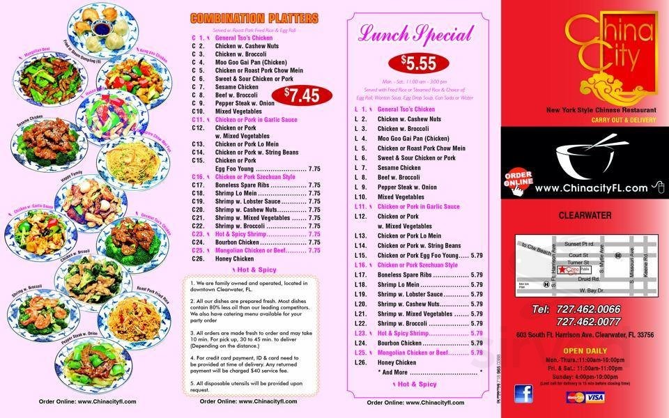 China City menu in Clearwater, Florida, USA