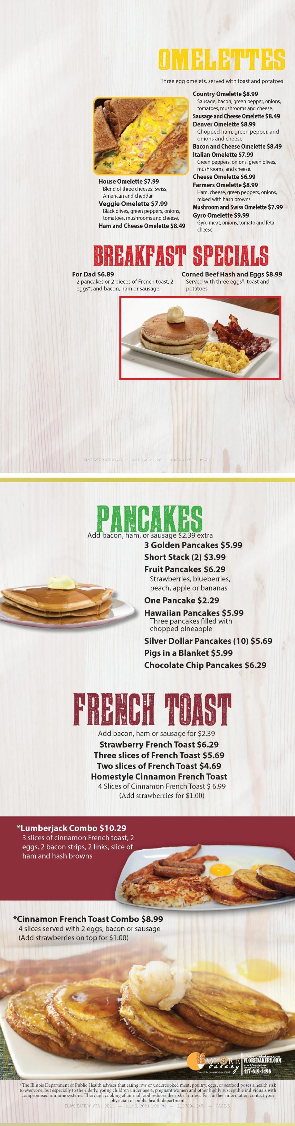 Menu for Ela's Eatery in Danville, IL | Sirved