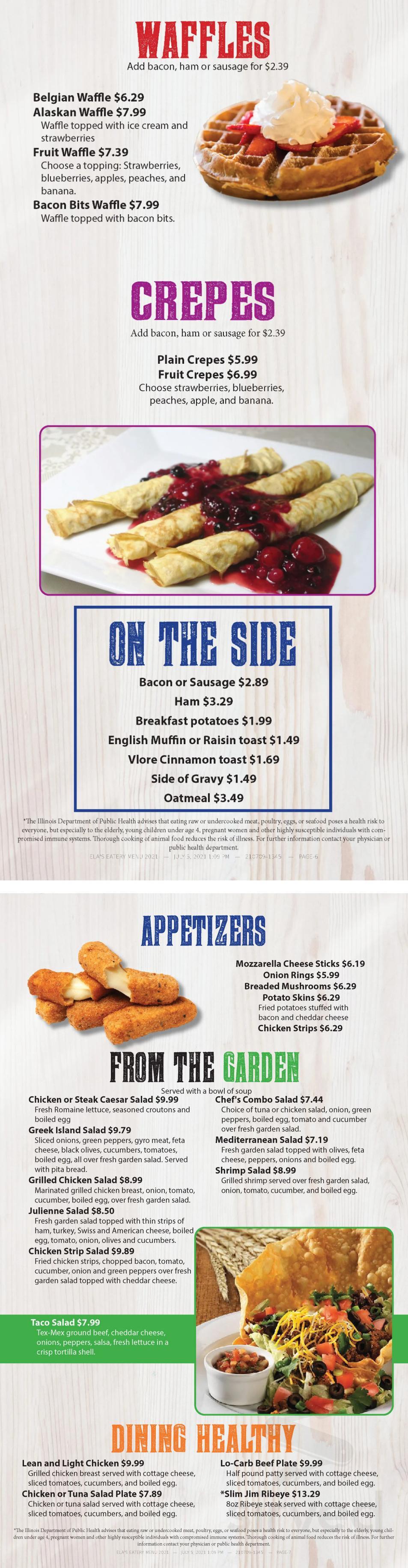 Ela's Eatery menus in Danville, Illinois, United States
