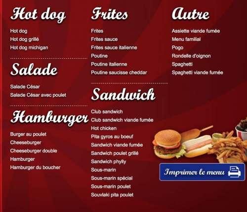 La Belle Province menu in Saint-Césaire, Quebec J0L 1T0, Canada