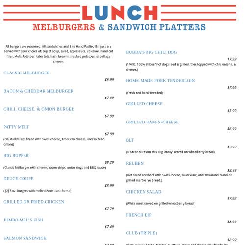 Mel's Diner menu in Fremont, Nebraska, USA