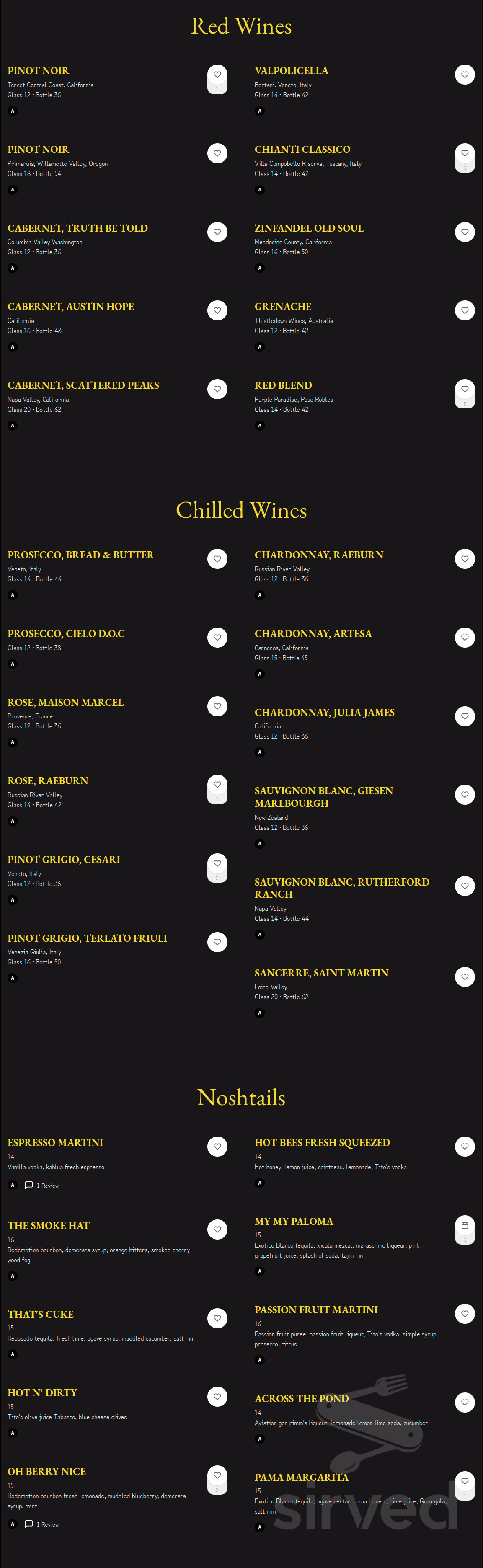 Nosh Kitchen & Cocktails menu in Hauppauge, New York, USA