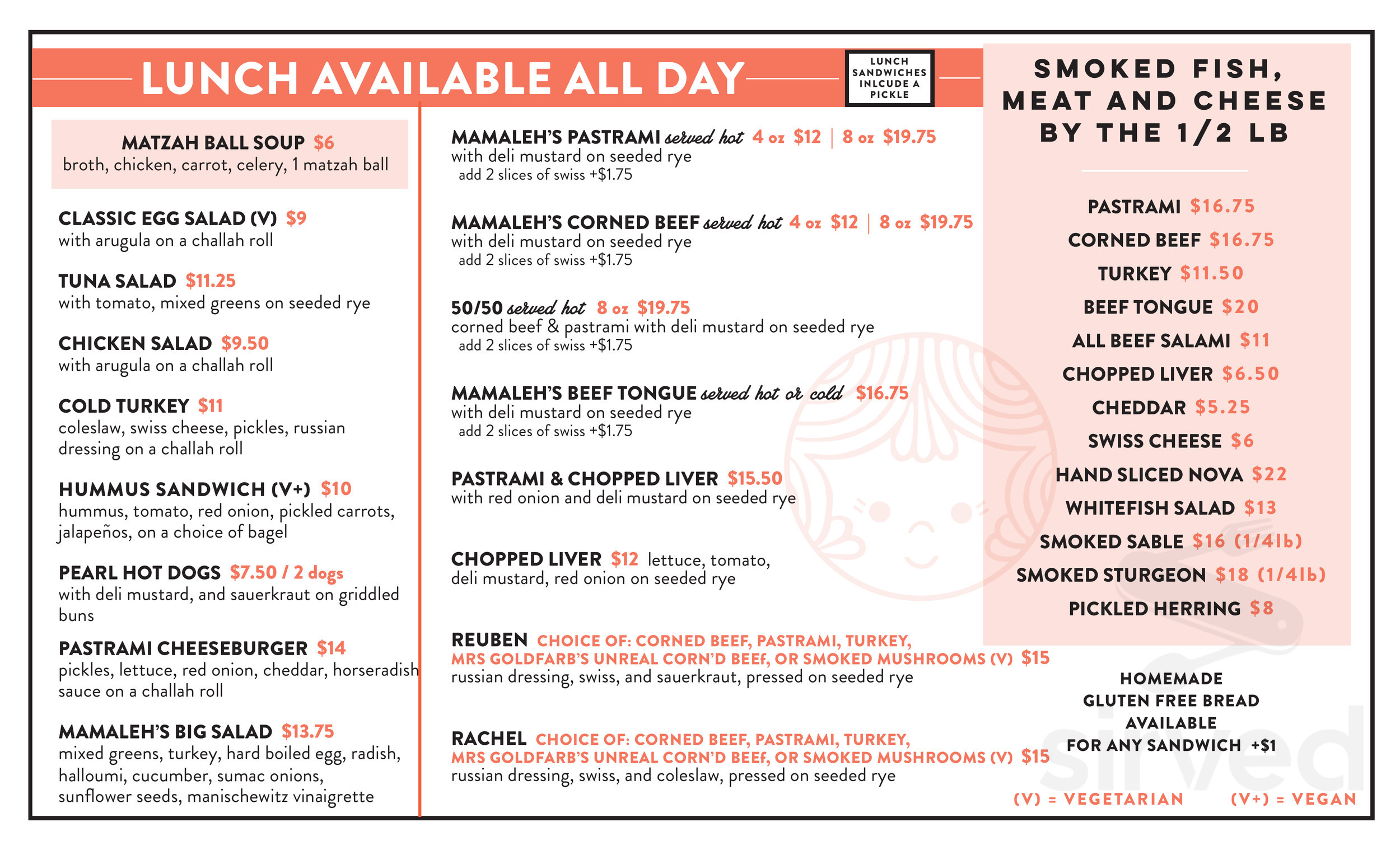 Mamaleh's Delicatessen Brookline menu in Brookline, Massachusetts, USA