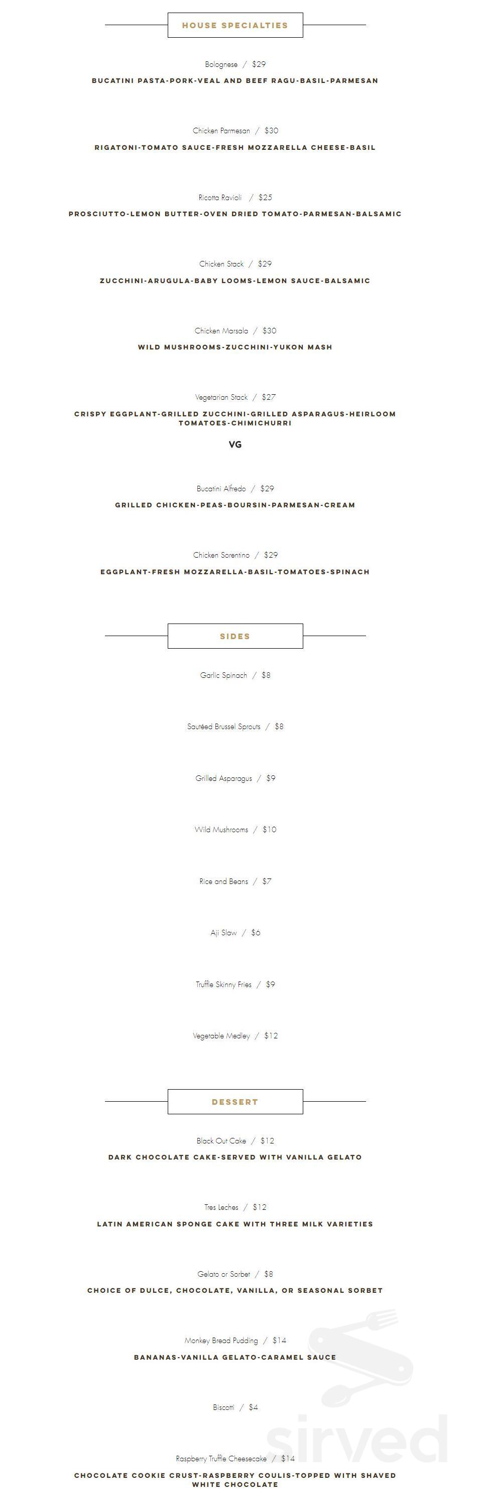 Oli's Fashion Cuisine menu in Boca Raton, Florida, USA