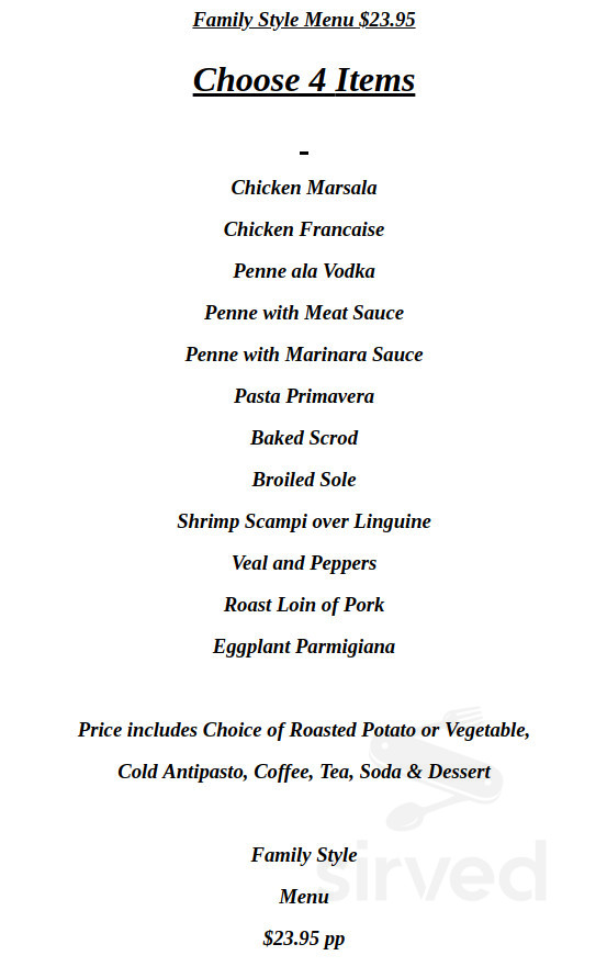 Lucarelli's menu in Derby, Connecticut, USA