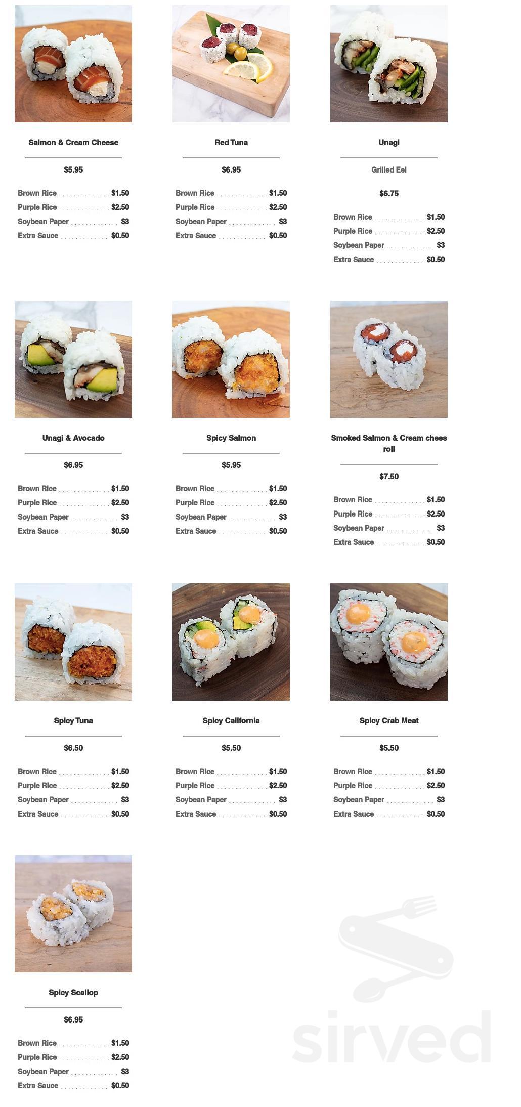 toto sushi menu in Toronto, Ontario, Canada