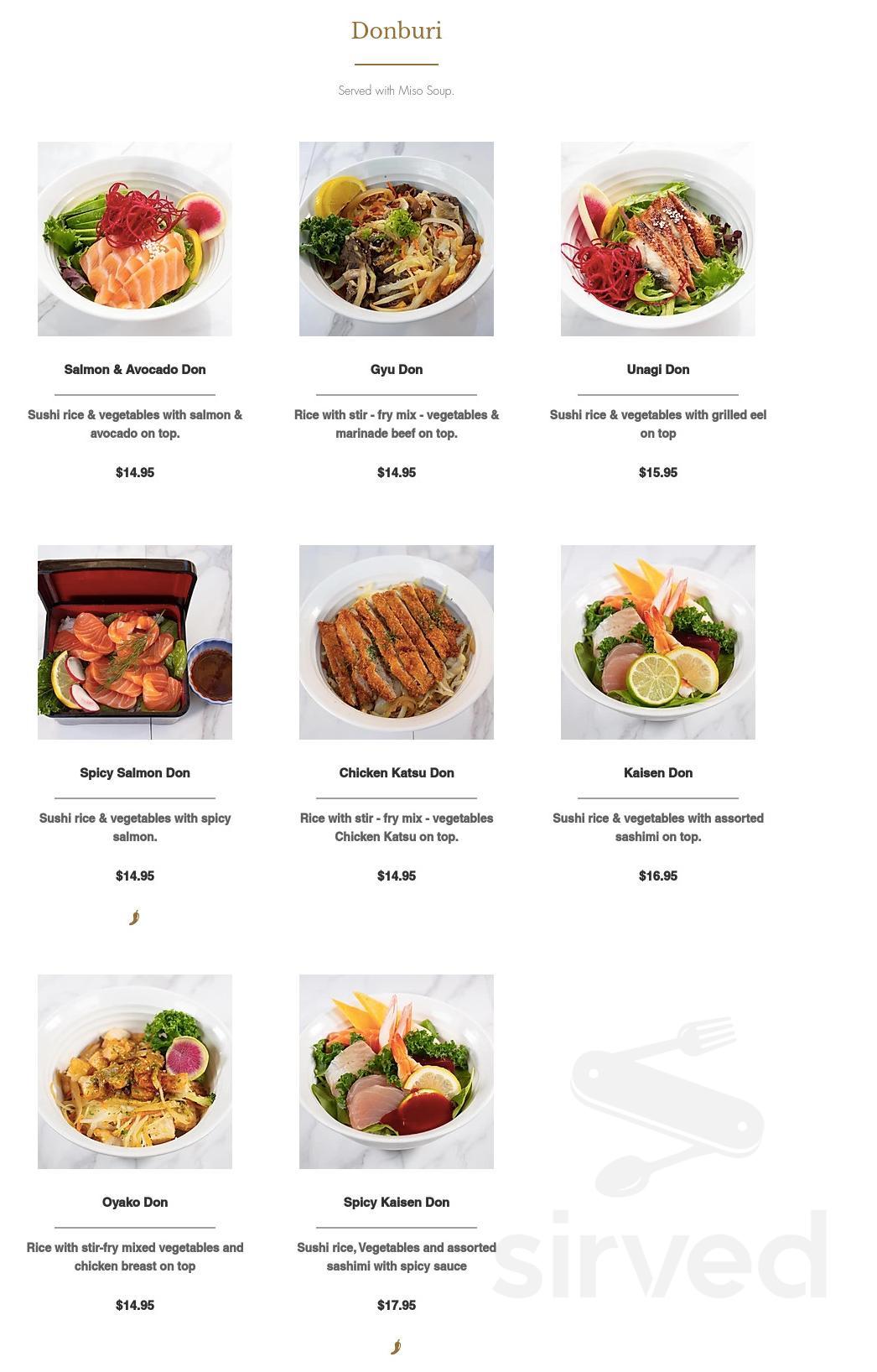 toto sushi menu in Toronto, Ontario, Canada