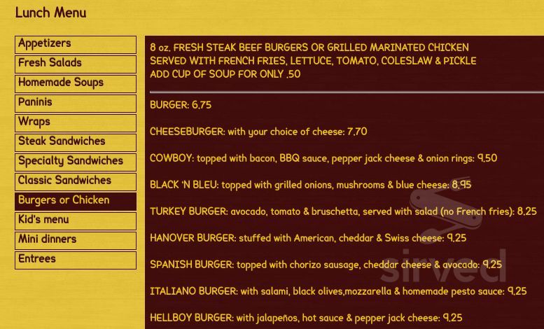 Hanover Eatery menus in Bethlehem, Pennsylvania, United States
