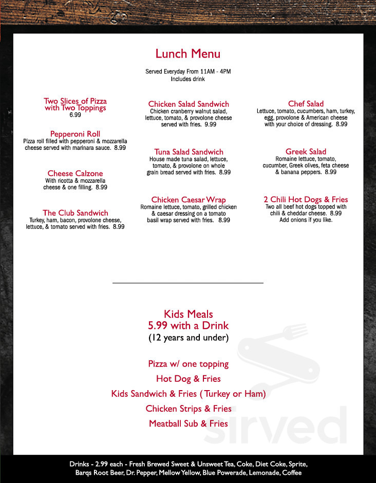 Tennessee Pizza Company menu in Seymour, Tennessee, USA