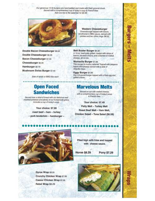 Diner 24 menu in Fairbury, Illinois, USA