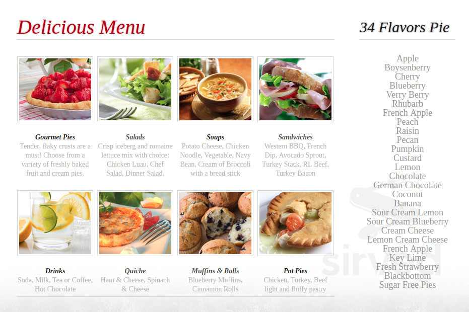 Menu for Croshaw's Gourmet Pies in St. George, UT | Sirved