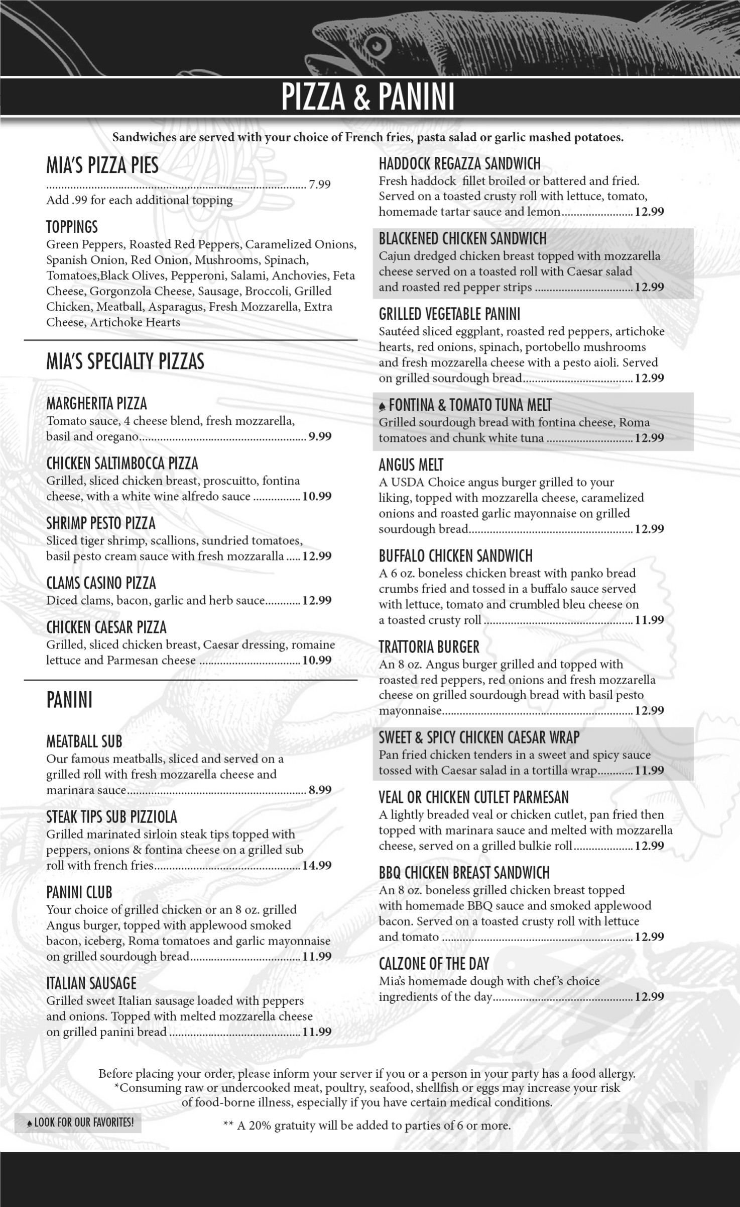 Mia Regazza of Marshfield menu in Marshfield, Massachusetts, USA