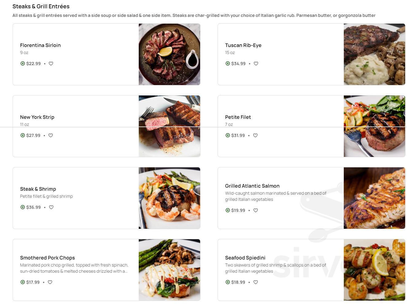 Renzo's Pasta & Italian Steakhouse Springdale menu in Springdale ...