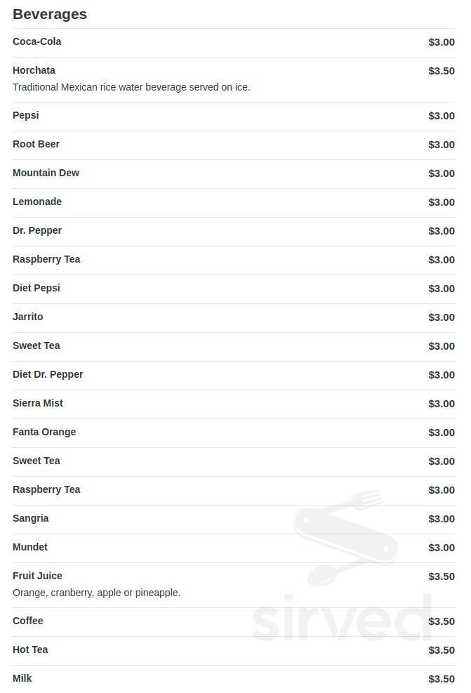 Menu - Decatur IL's Charro Mexican Restaurant and Bar | Sirved