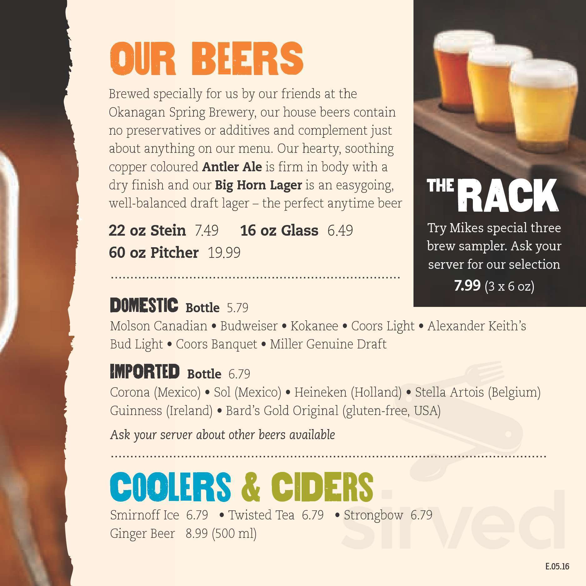 MR MIKES Steakhouse Casual menus in Stony Plain, Alberta, Canada