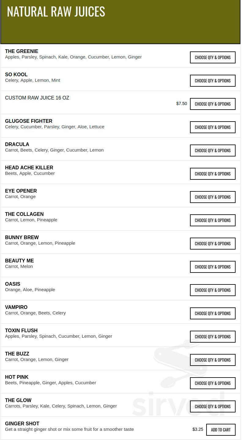 Wow Juices and Shakes menu in Salinas, California, USA