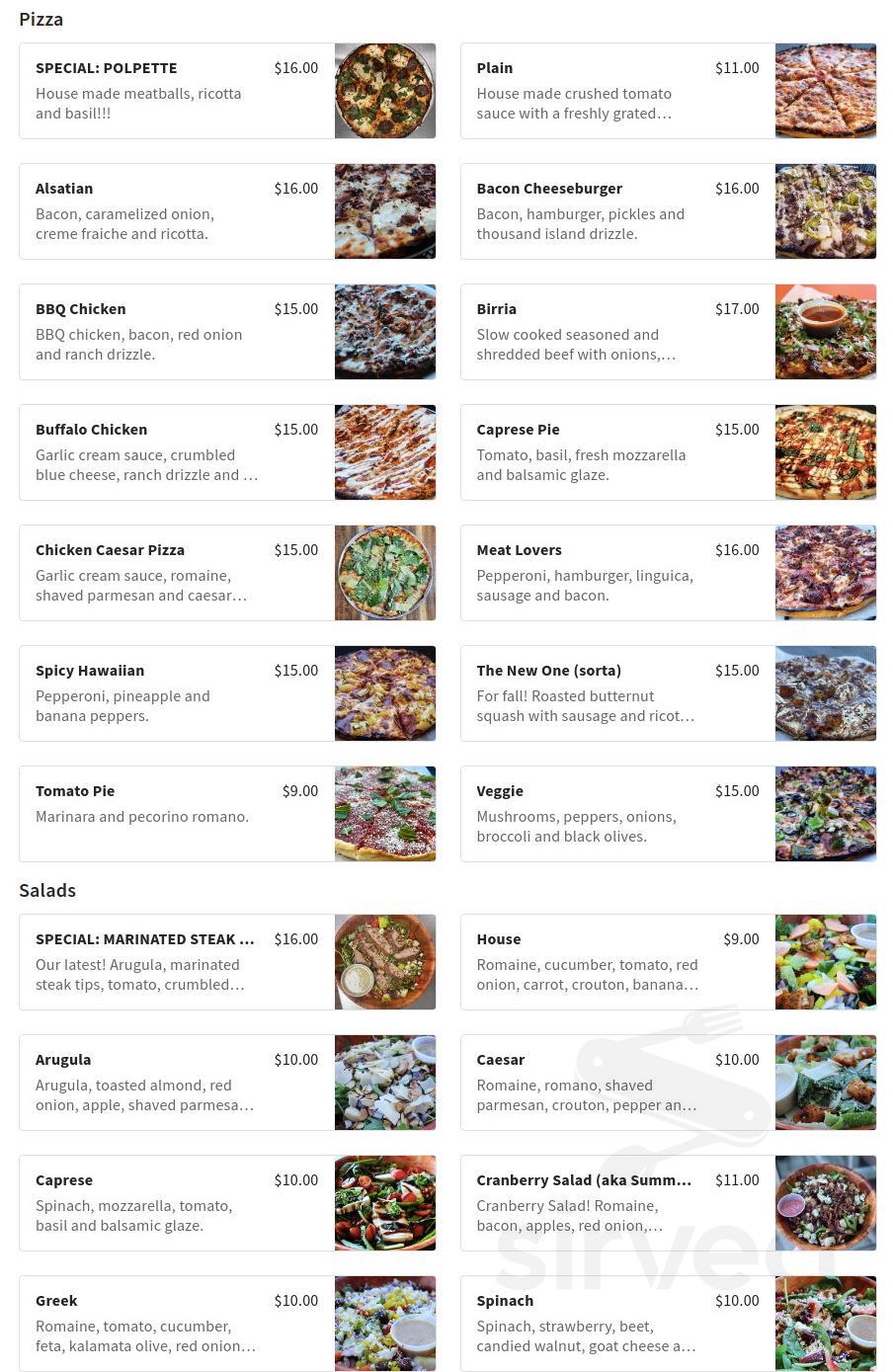 Menu - Mansfield MA's Bar Pizza & Salad Co. | Sirved