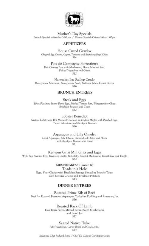 White Horse Tavern menu in Newport, Rhode Island, USA