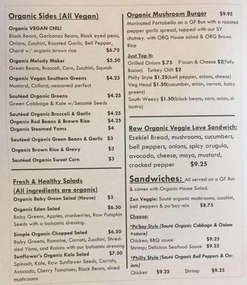 Sweet Yams menu in San Antonio, Texas, USA