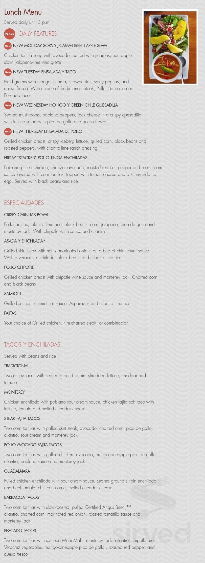 Cantina Laredo Menu In Shreveport Louisiana USA