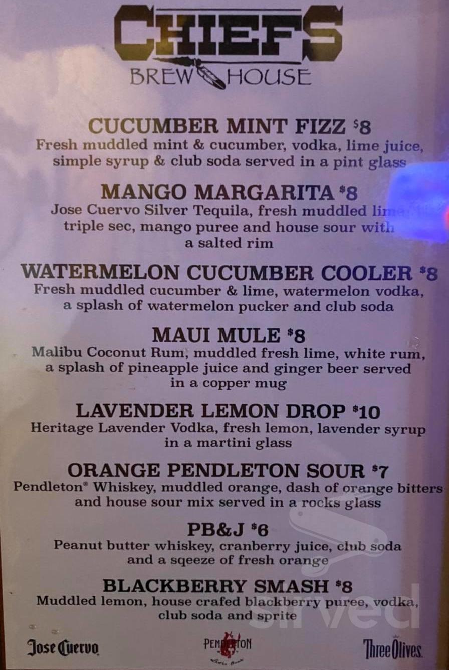 Chiefs Brew House menus in Coburg, Oregon, United States