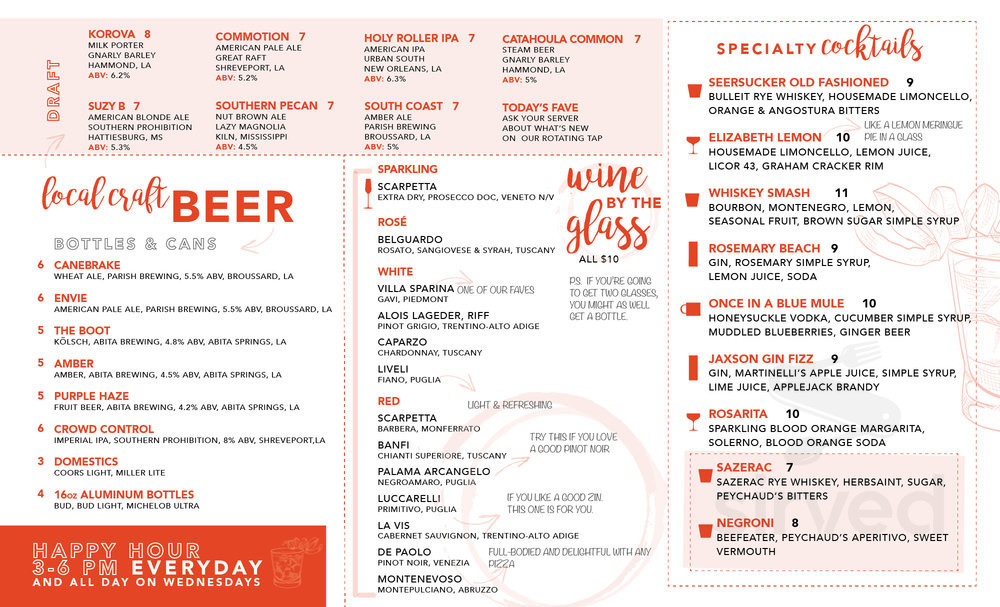 Meribo menu in Covington, Louisiana, USA