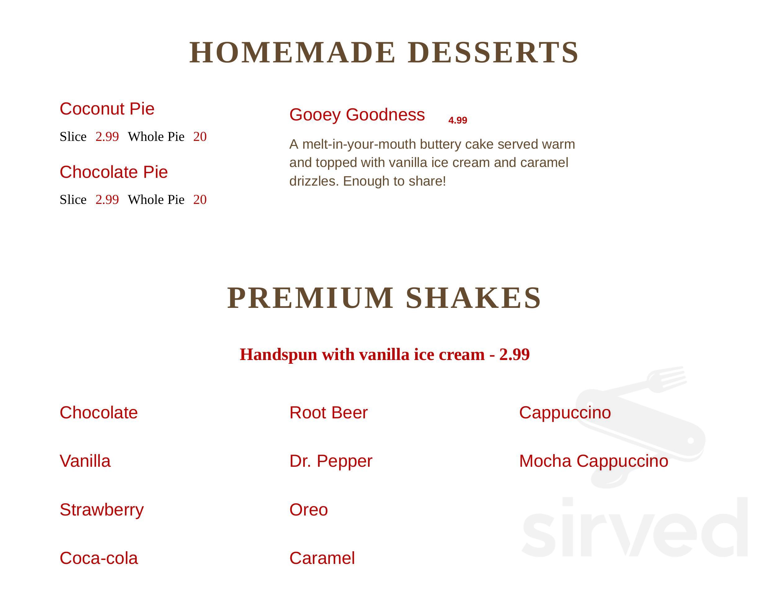 Herschel's Restaurant menus in Henderson, Texas, United States